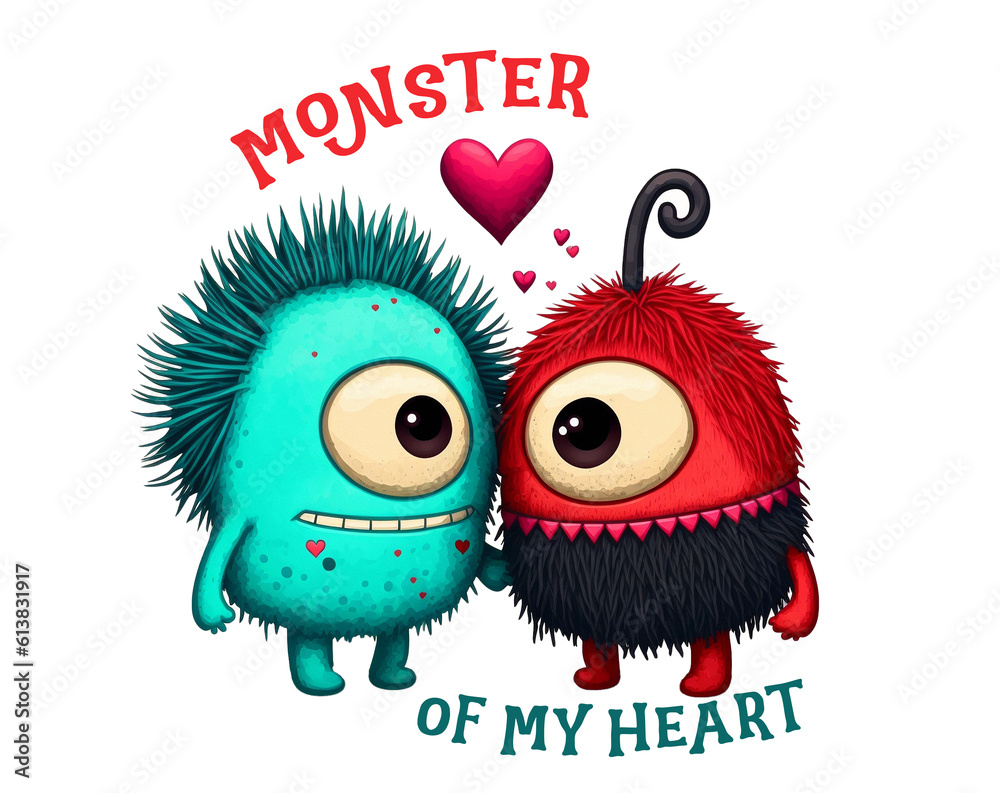 Monster Couple Valentine Clipart Created with Generative AI Tools Stock ...