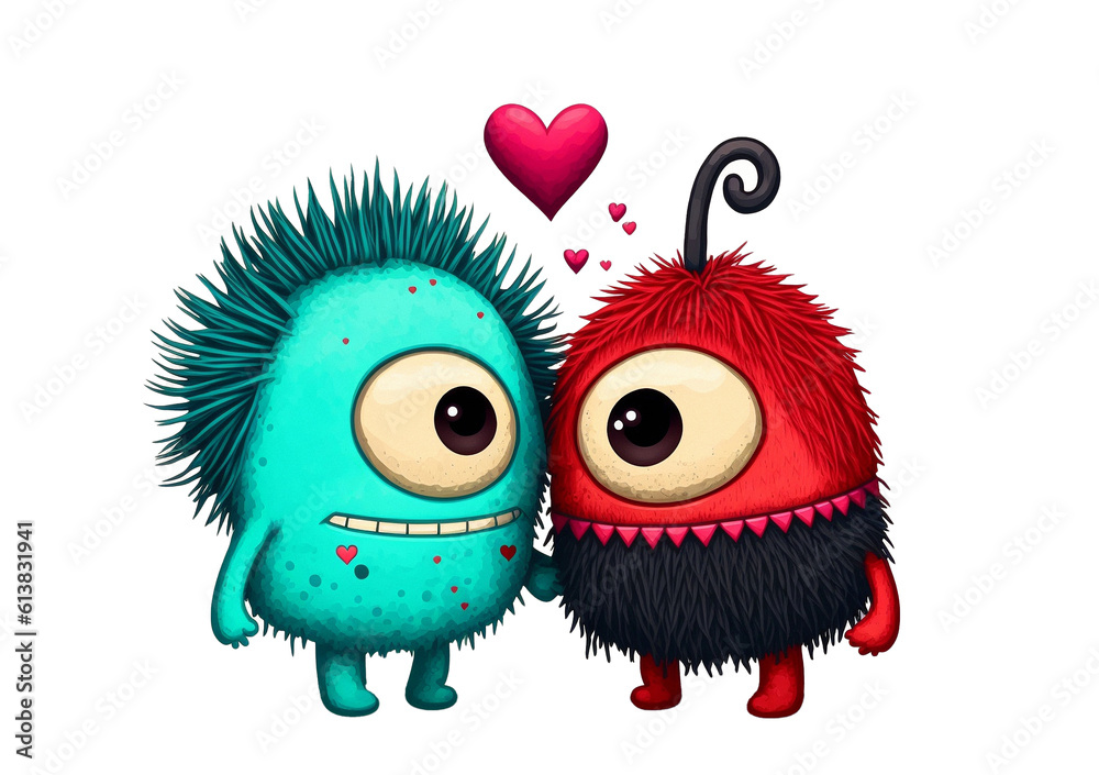Monster Couple Valentine Clipart Created with Generative AI Tools Stock ...
