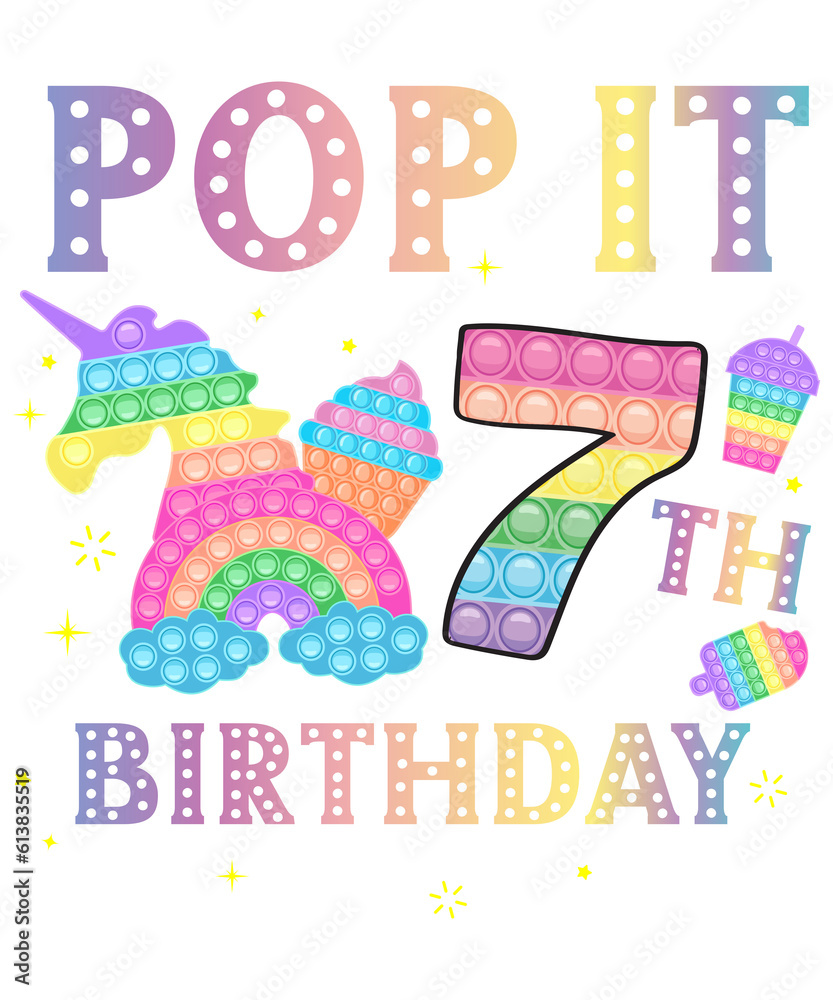 pop it 7th birthday 7 party for girls pop it Stock Illustration | Adobe ...