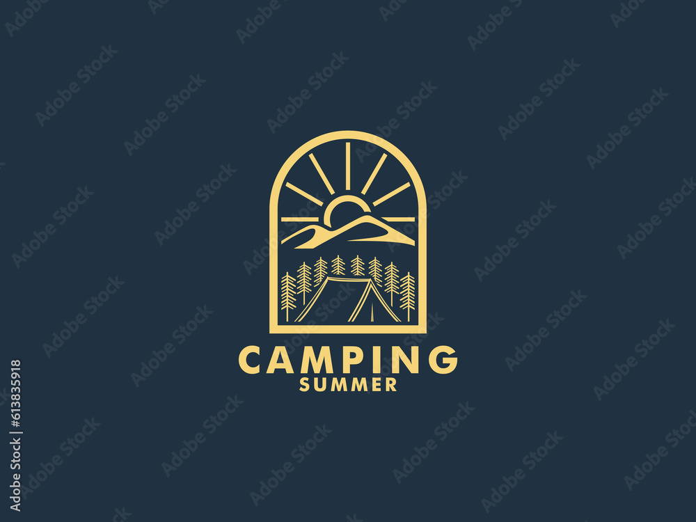 Camp Logo design, Modern and Simple Camping Line logo vector template ...