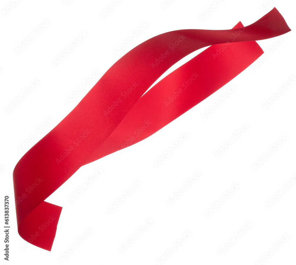 Red ribbon long straight fly in air with curve roll shiny. Red ribbon ...