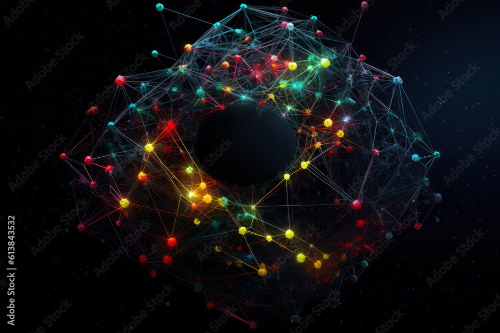 Blockchain, neural network and artificial intelligence, high tech ...