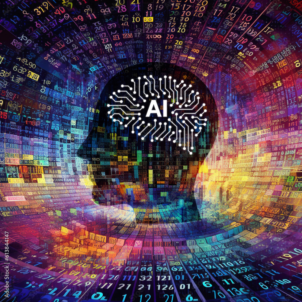 Artificial intelligence (AI) and machine learning concept with human ...