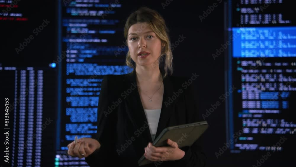 High-tech startup concept: An innovative female software engineer ...