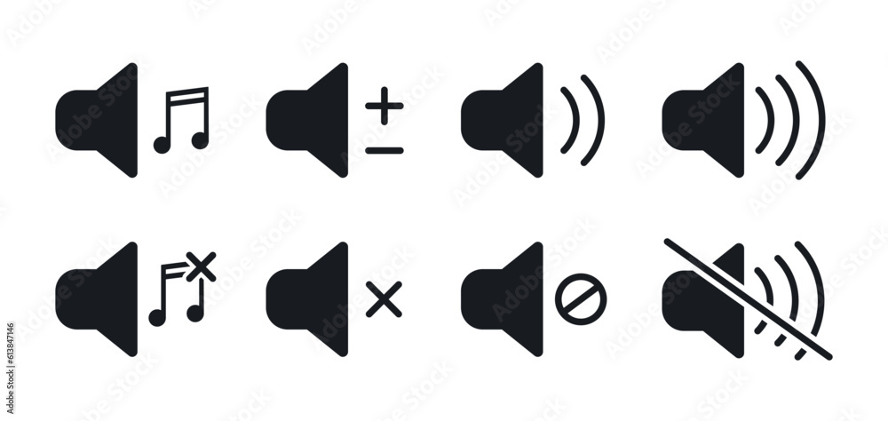 Sound volume icon set. Volume icons. Speaker icon. Volume control on ...