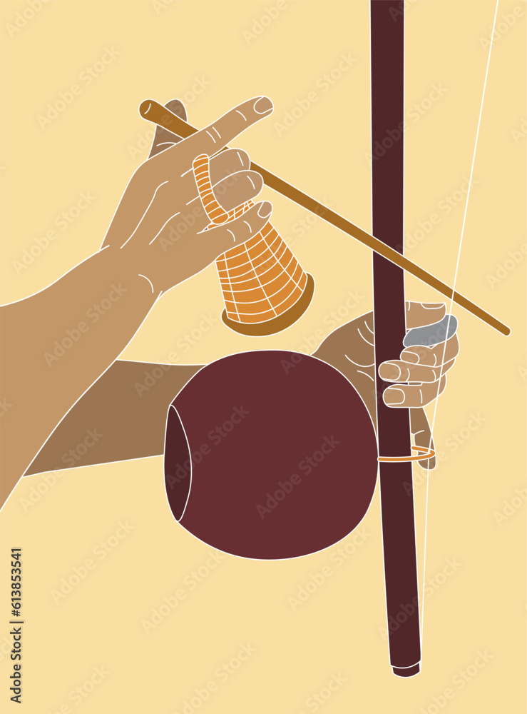 Vecteur Stock Wallpaper of a human hand holding a brazilian music ...