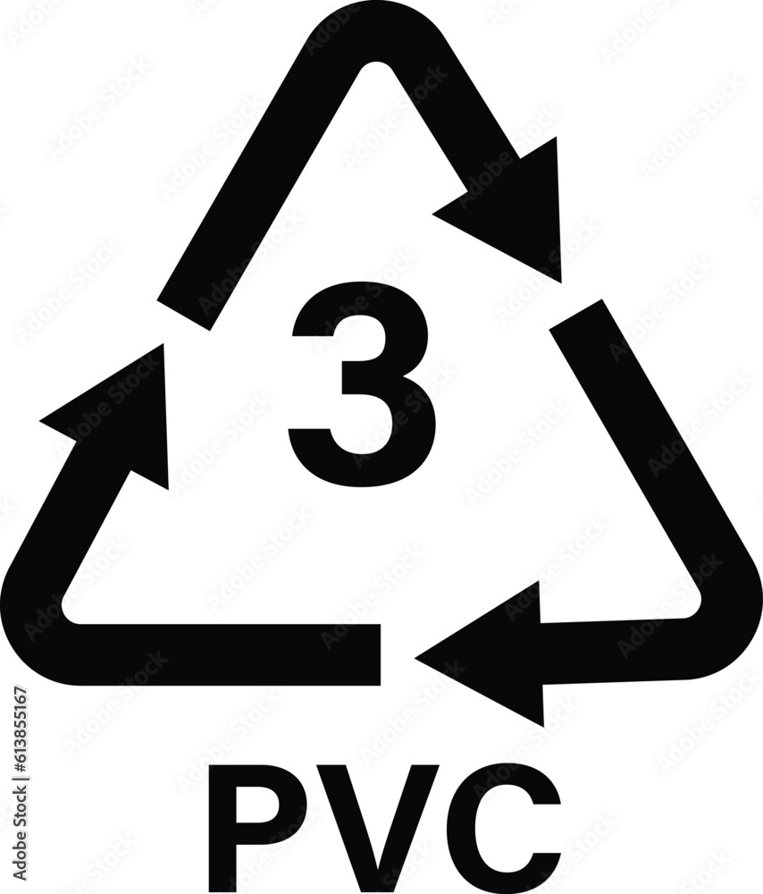 Plastic recycling symbol PVC 3 vector illustration. Plastic recycling ...