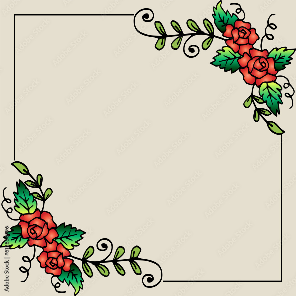 Doodle drawing rose frame background Stock Vector | Adobe Stock