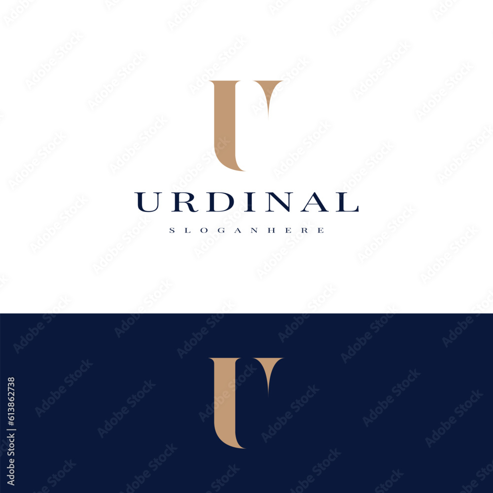 elegant simple minimal luxury serif font alphabet letter U logo design ...