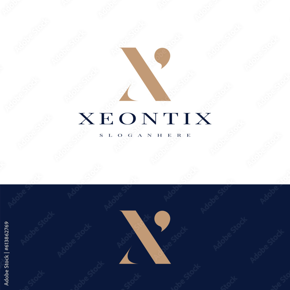 elegant simple minimal luxury serif font alphabet letter X logo design ...