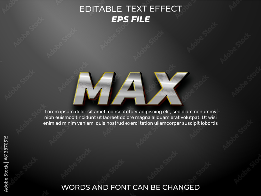 max text effect, font editable, typography, 3d text. vector template ...