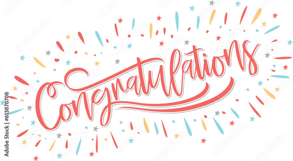 Congratulations. Hand lettering illustration. Calligraphic greeting ...