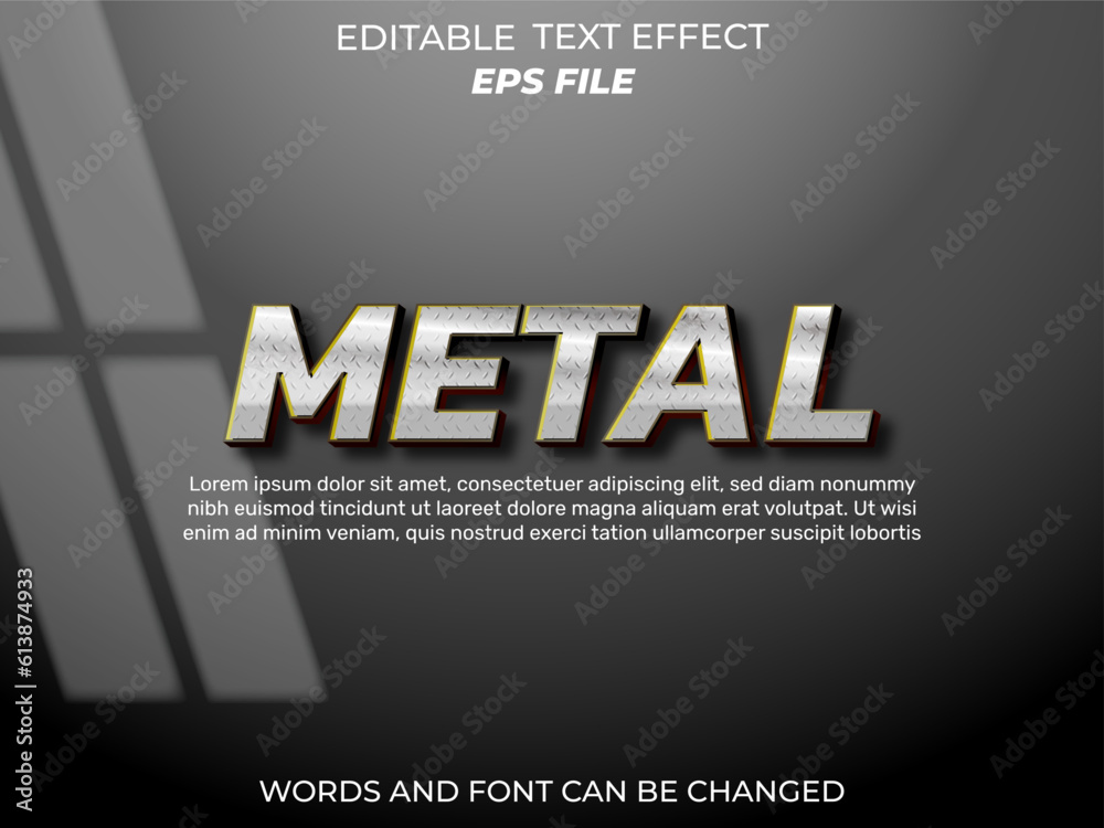metal text effect, font editable, typography, 3d text. vector template ...