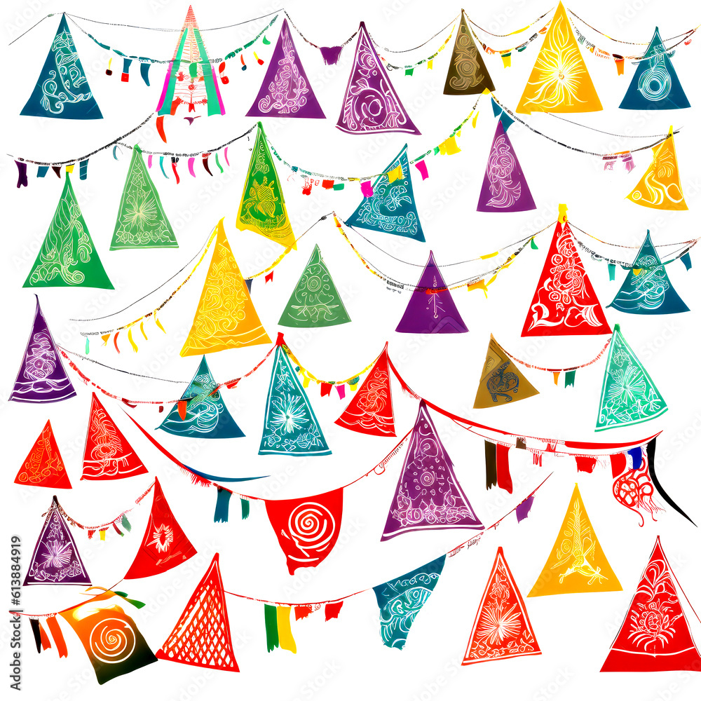 Tibetan flags with mantra on white background. Generative ai ...