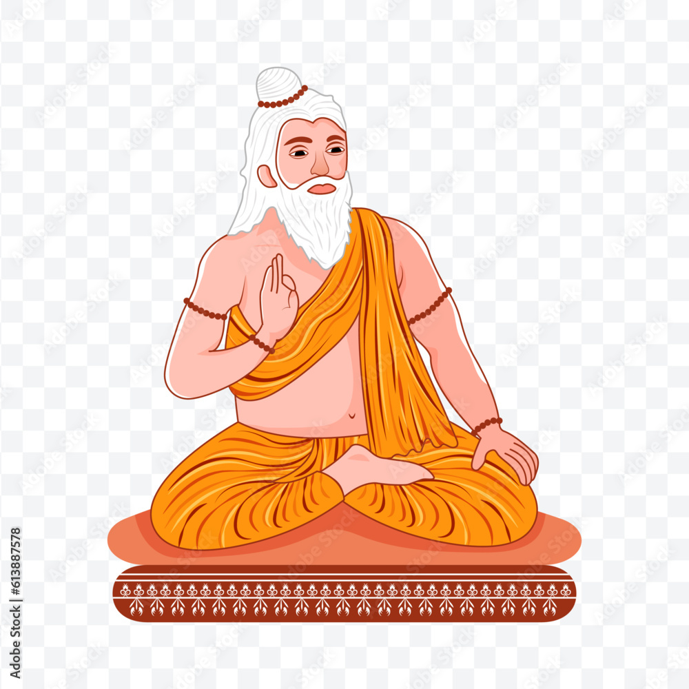 Vector Illustration of old Rishi guru in PNG background for festival of ...