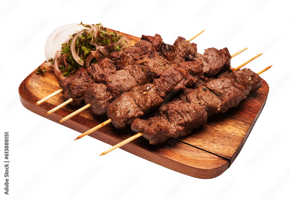 Beef suya on transparent background. Generative AI. Stock Illustration ...