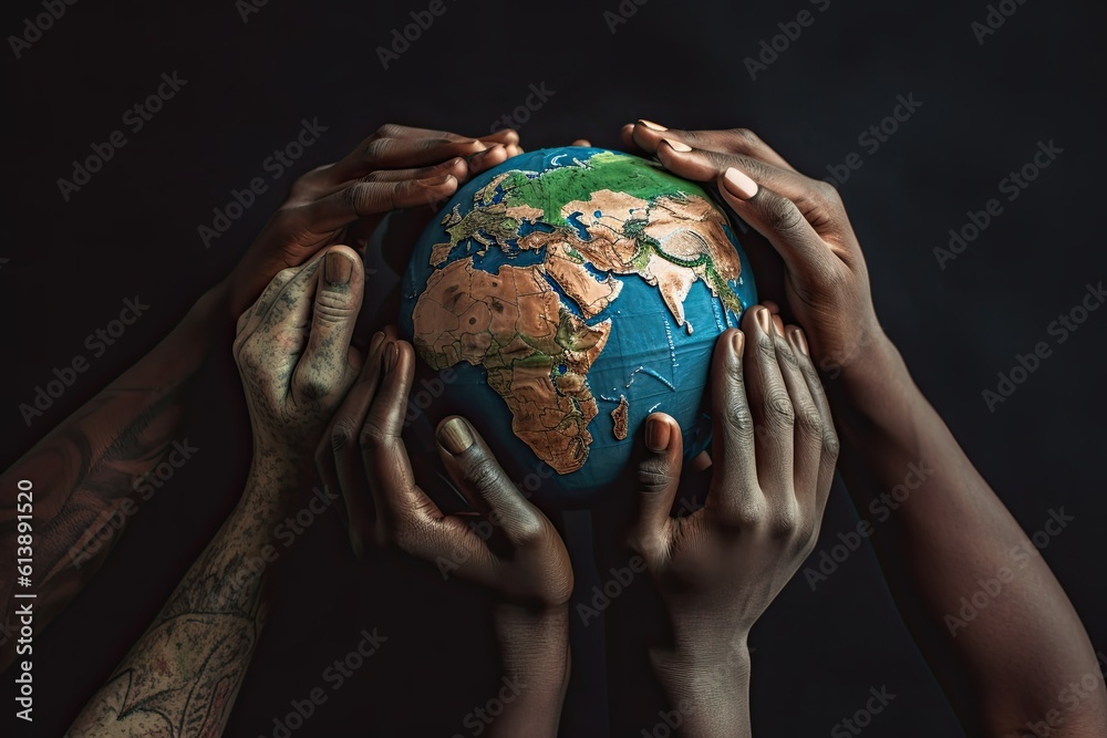 Conceptual peace symbol of african black hands making a circle together ...