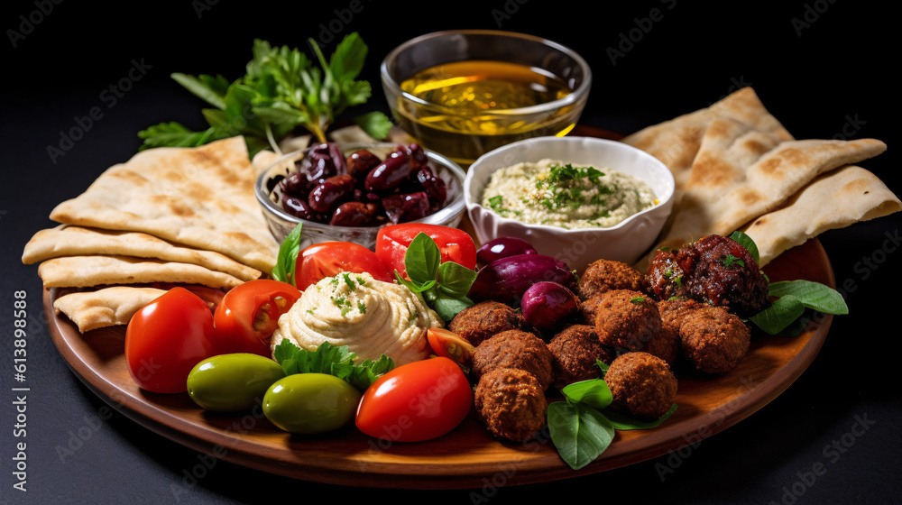 Mediterranean Mezze Platter, Mediterranean Feast, a colorful Mediterranean mezze platter ...
