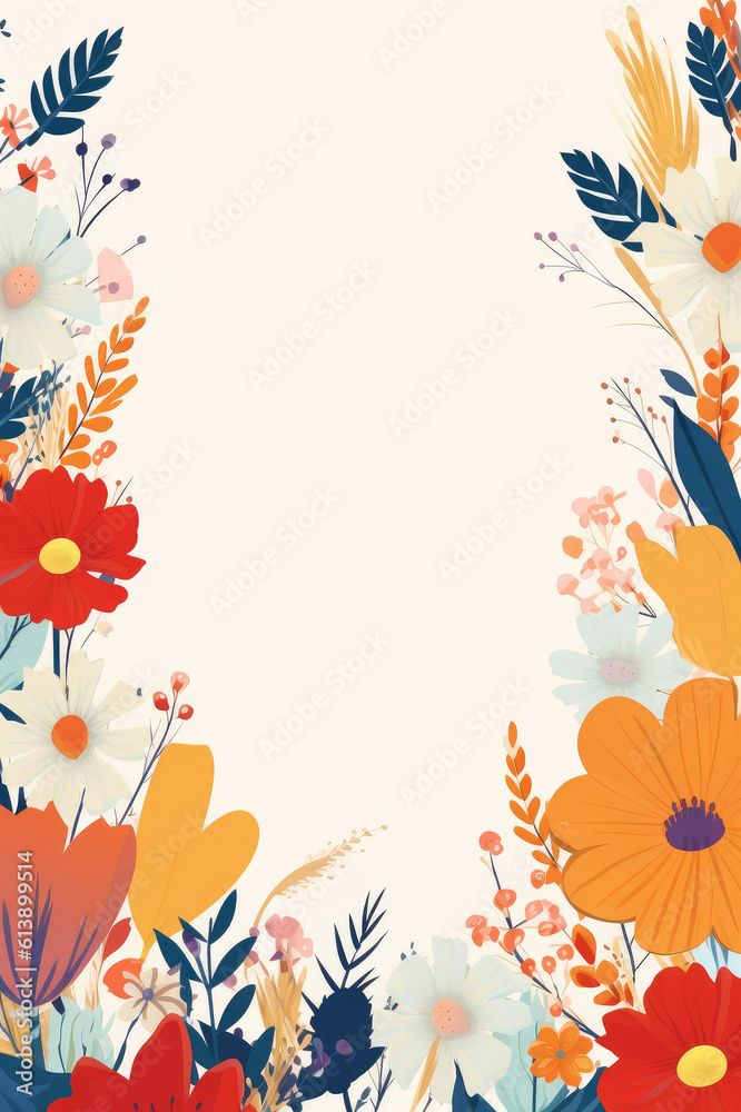 Colorful flower card or poster template, background with summer flowers ...