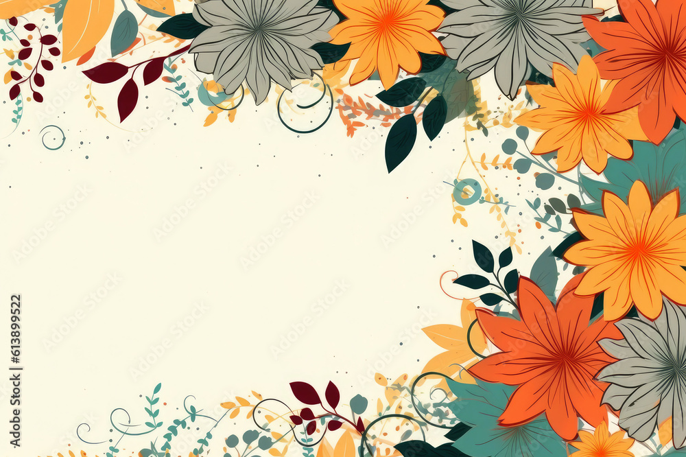 Colorful flower card or poster template, background with summer flowers ...