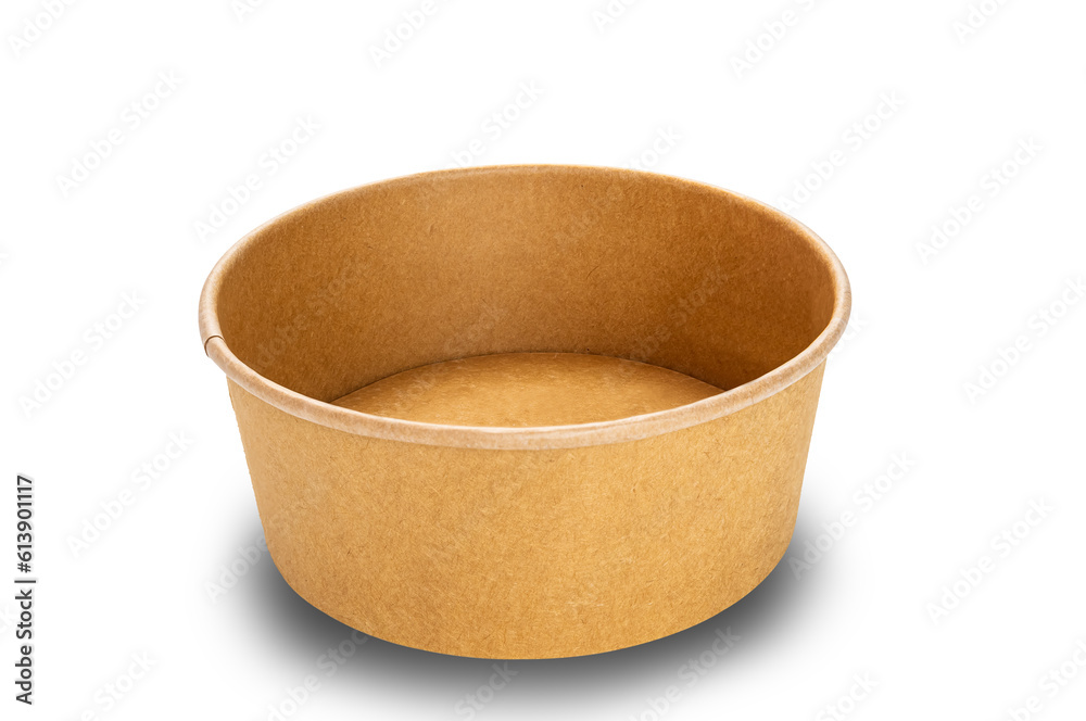 Side view closeup of new empty single brown paper bowl isolated on ...