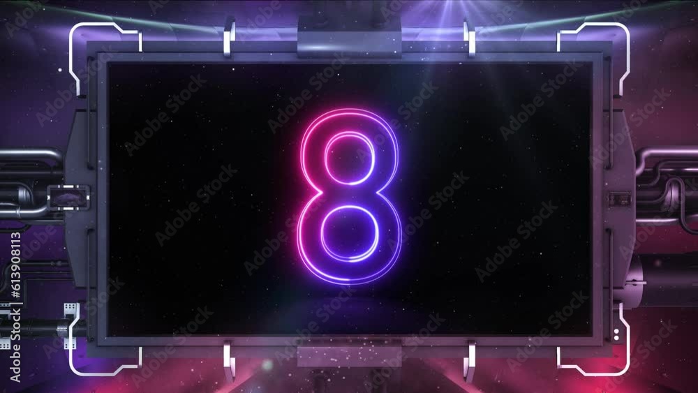 Top ten countdown, neon light numbers from 10 to 1, futuristic 3d ...