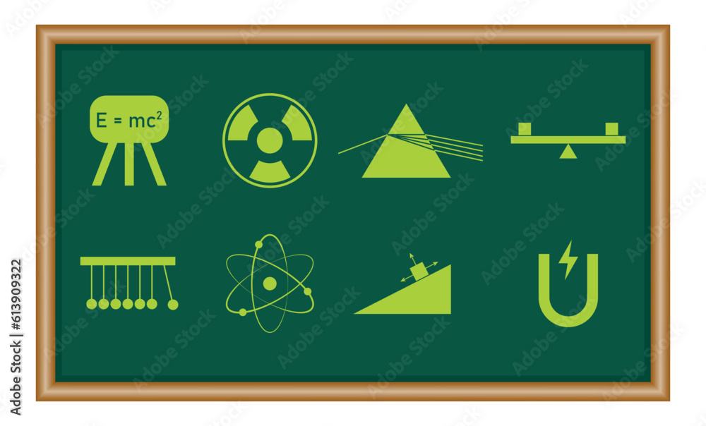 Physics icon set. Science physics icons. Mathematics resources for ...