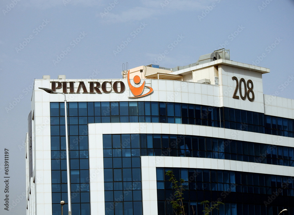 Foto de Cairo, Egypt, June 6 2023: Pharco pharmaceutical company, Pharco Corporation, founded ...