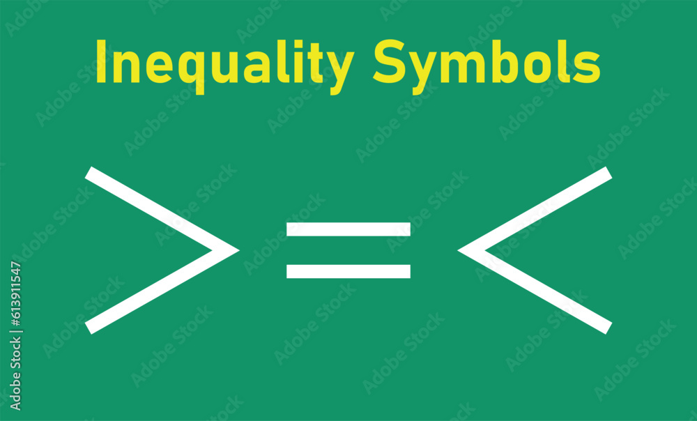Less than greater than and equal symbol in mathematics. inequality ...