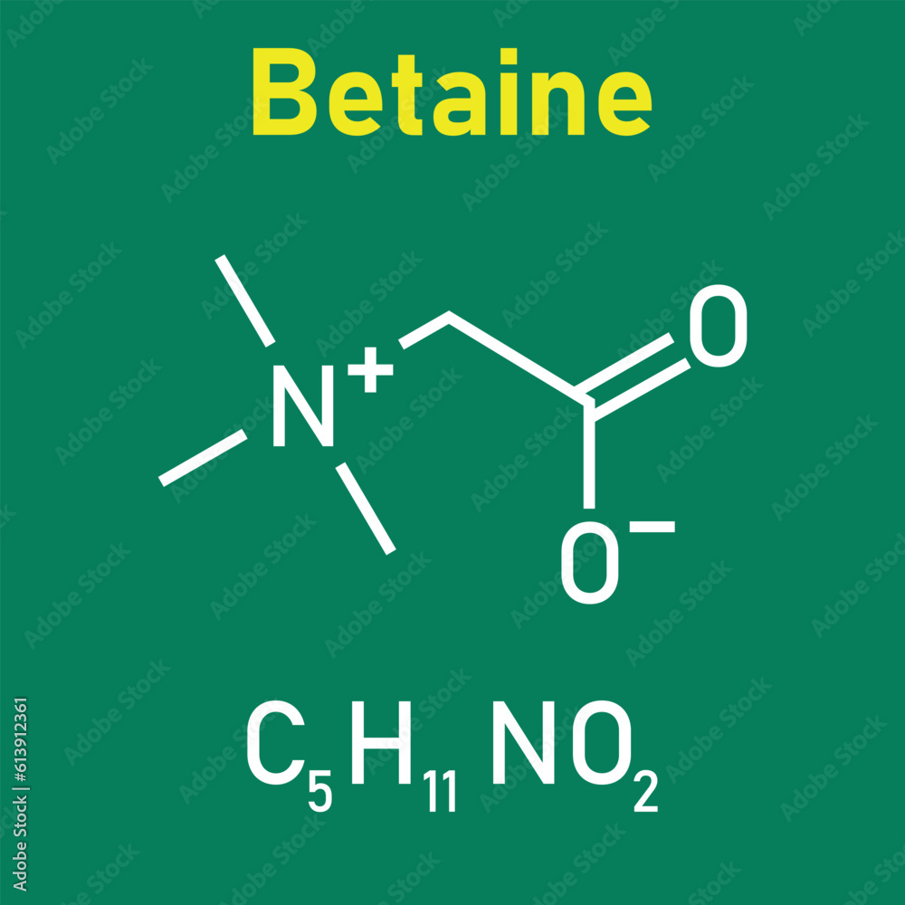 Chemical structure of Betaine (C5H11NO2). Chemical resources for ...