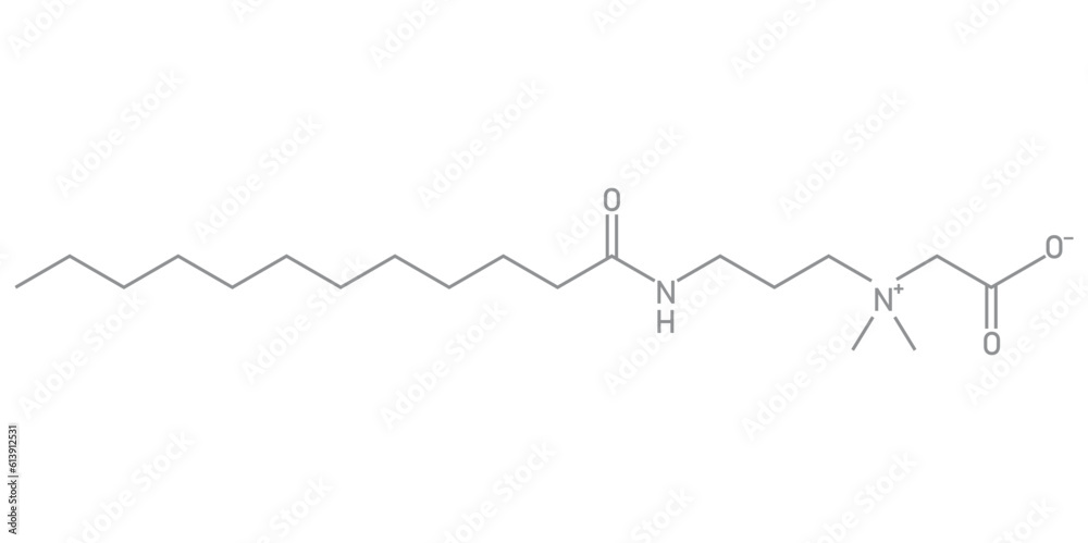 Chemical structure of Cocamidopropyl Betaine (C19H38N2O3). Chemical ...