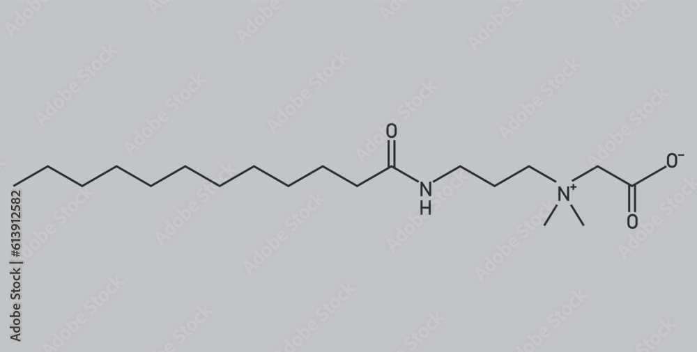 Chemical structure of Cocamidopropyl Betaine (C19H38N2O3). Chemical ...