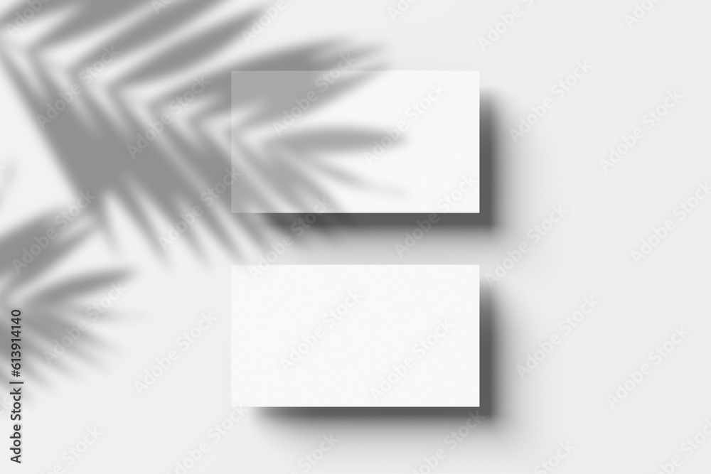 business card mockup with shadow overlay on white background Stock ...