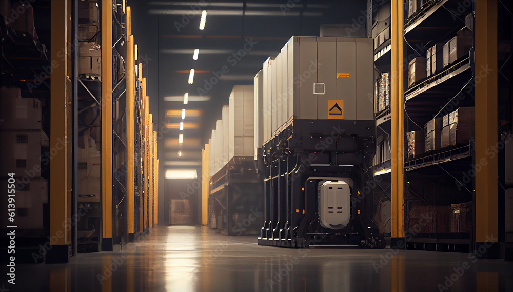 Innovative warehouse logistics displayed isolated on white background ...