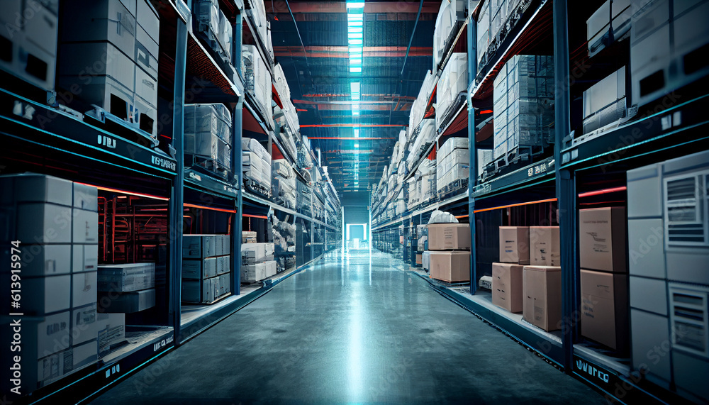 Poster Innovative warehouse logistics displayed isolated on white ...