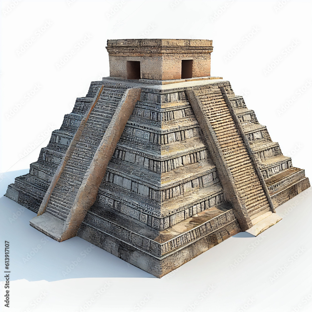 Ancient Mayan sacred pyramid structure isolated on white background Ai ...