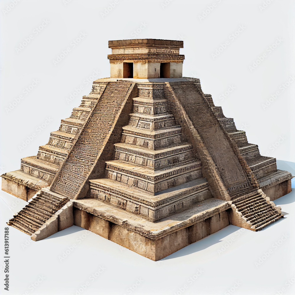 Ancient Mayan sacred pyramid structure isolated on white background Ai ...
