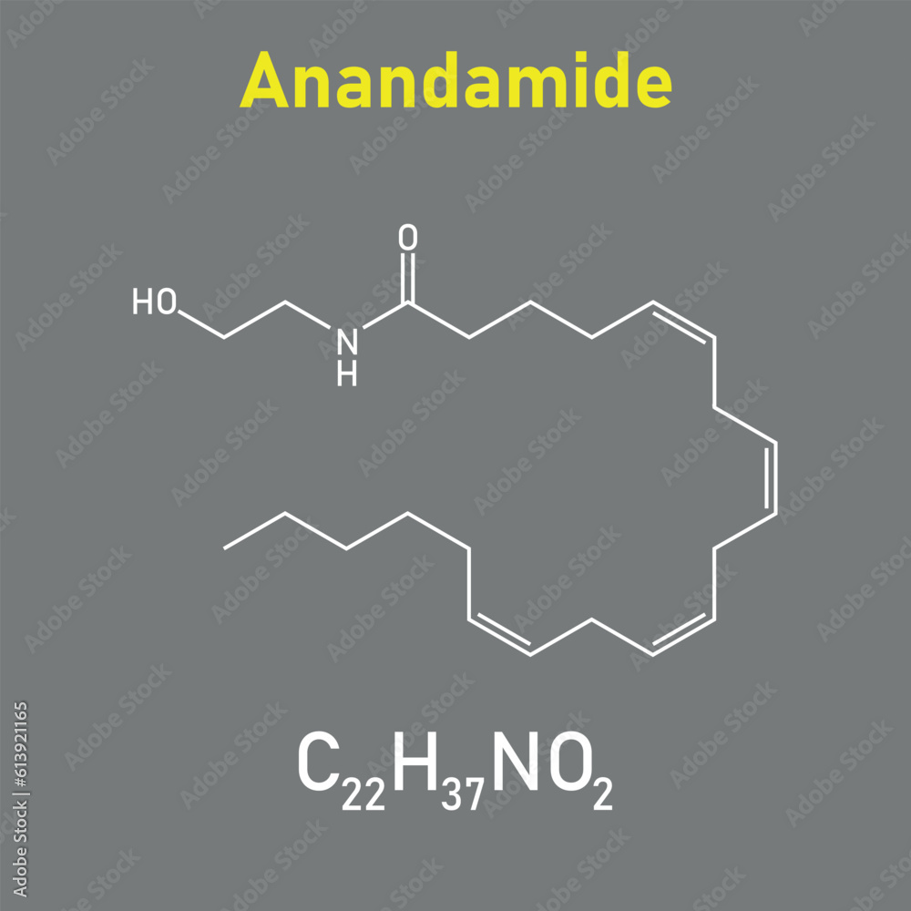 Chemical structure of Anandamide (C22H37NO2). Chemical resources for ...
