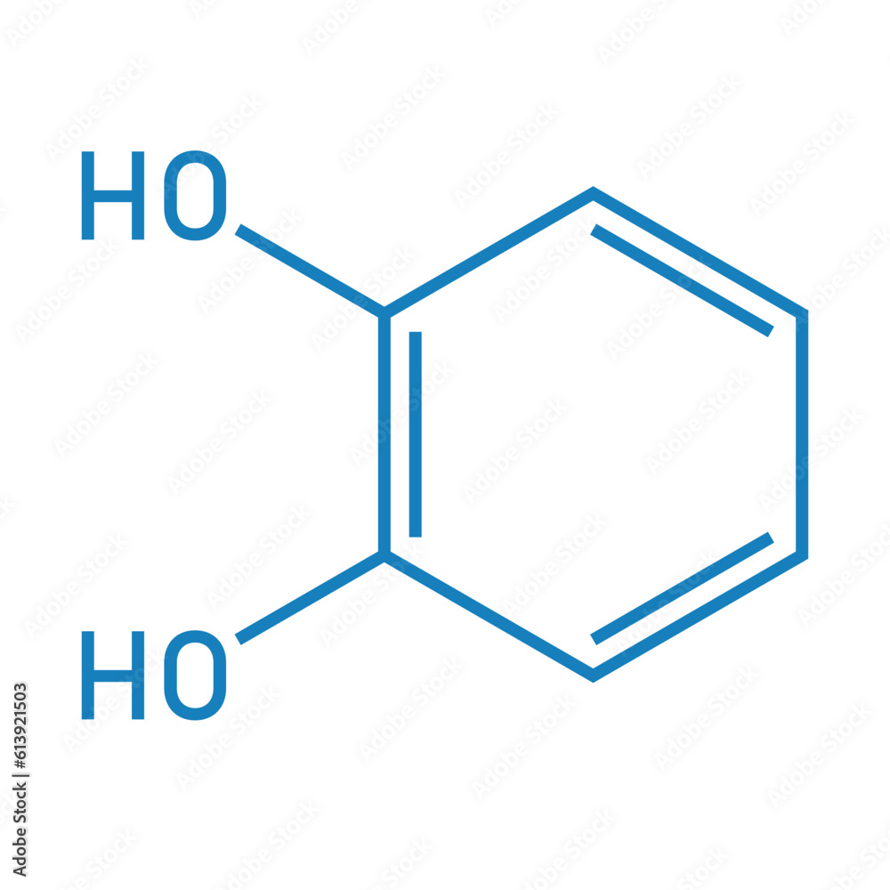 Chemical structure of Catechol (C6H6O2). Chemical resources for ...