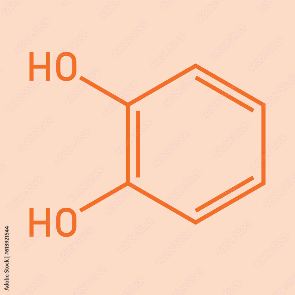 Chemical structure of Catechol (C6H6O2). Chemical resources for ...