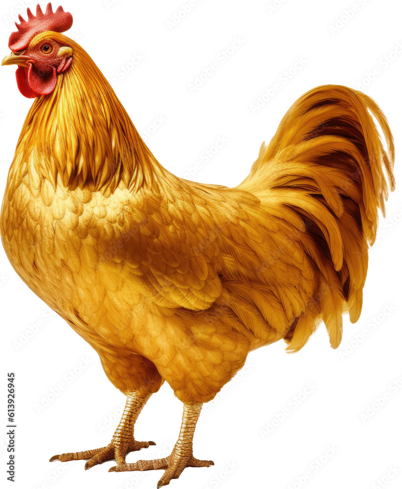 Golden chicken isolated on a transparent background, generative AI ...
