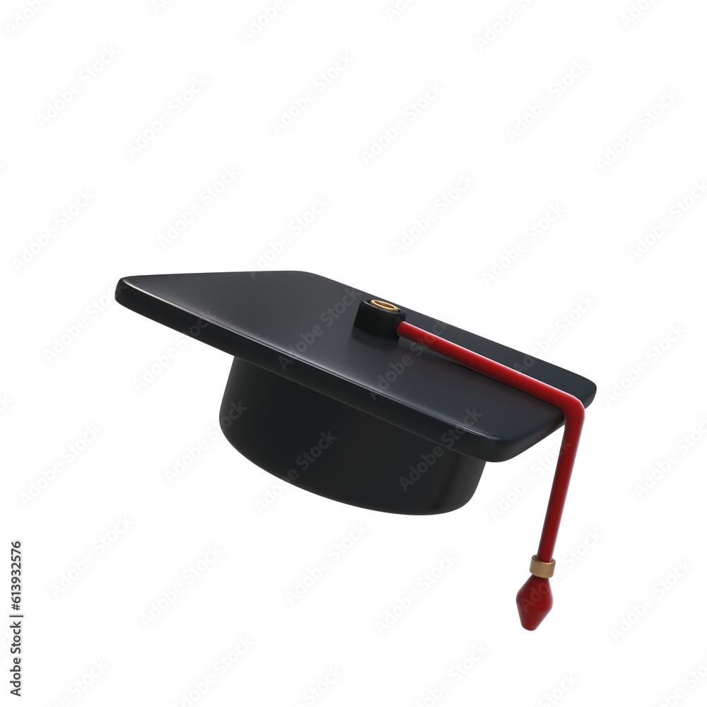 academic graduation cap university convocation hat 3d rendering ...