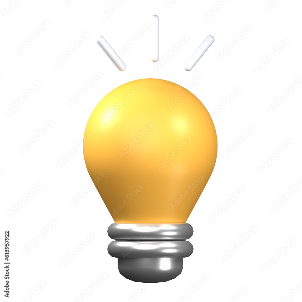 3D icon light bulb idea isolated on the transparent background, 3d lamp ...