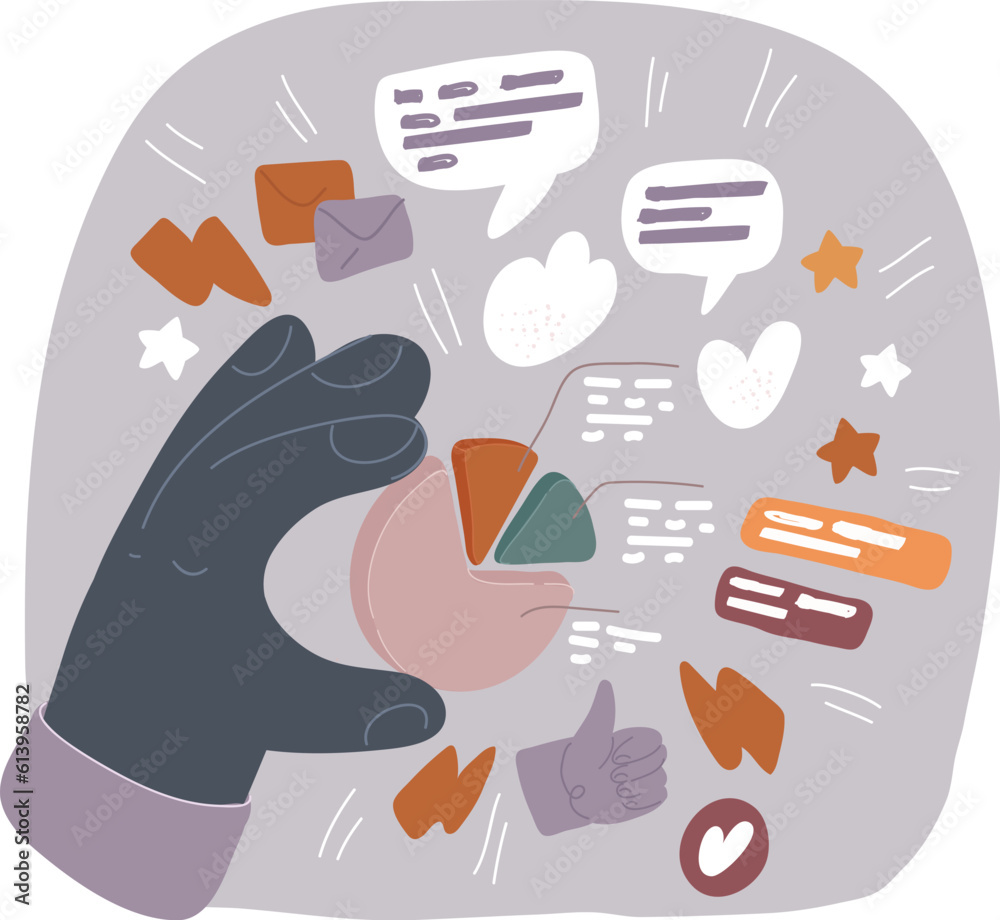 vector illustration of Hand Giving A Pie Chart. Data usage pie chart ...