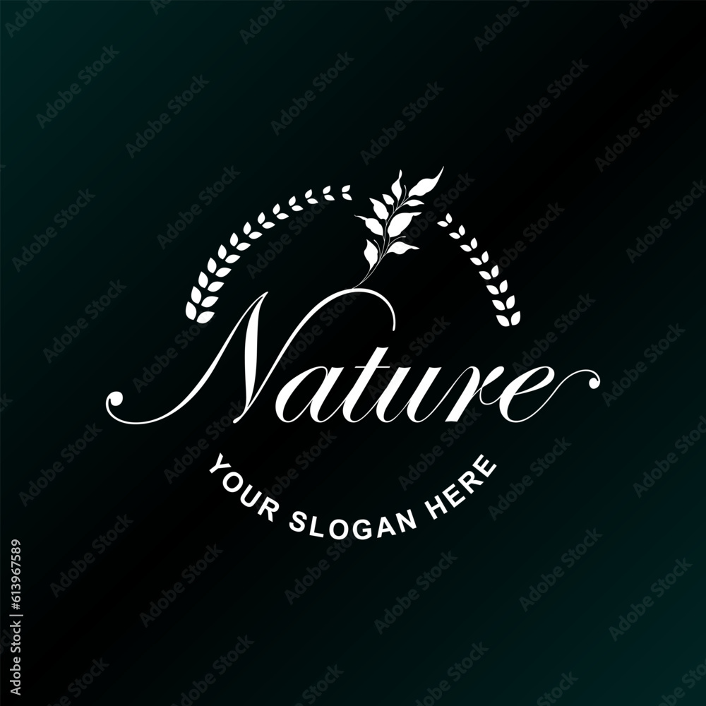 Nature logo with circle floral frame, modern logo, creative nature logo ...