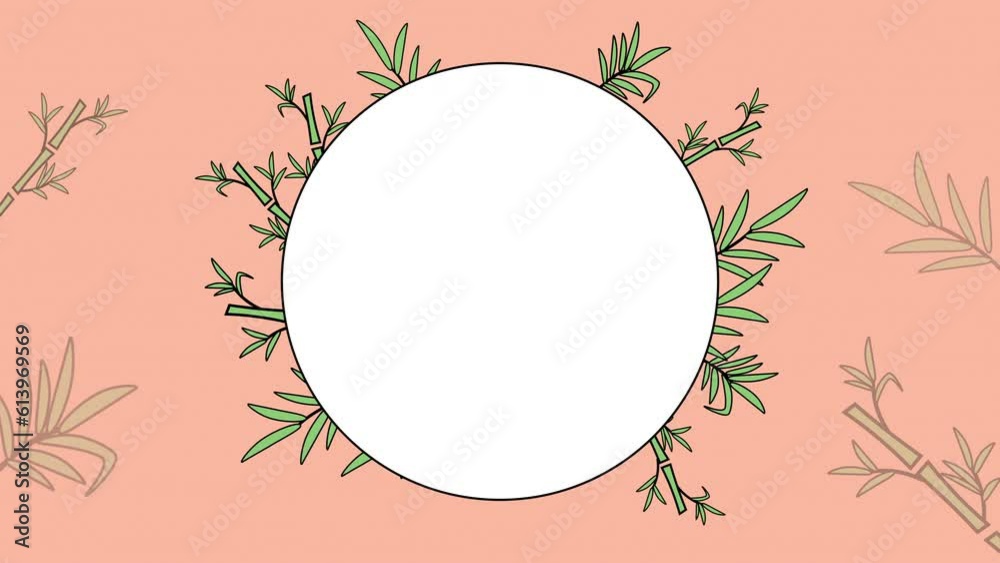 Animated Decorative Frame with Rotating Tropical Bamboo Leaves Fresh ...