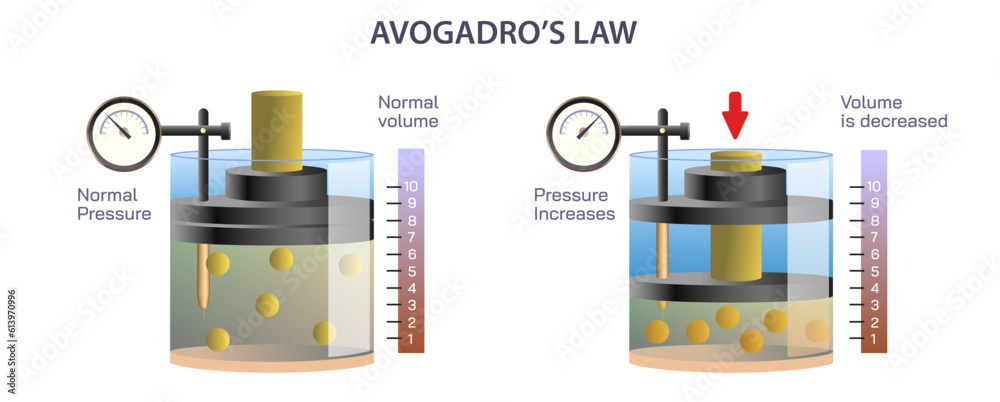 Avogadro's law, principle or hypothesis is a gas law. the total number of atoms, molecules of a ...