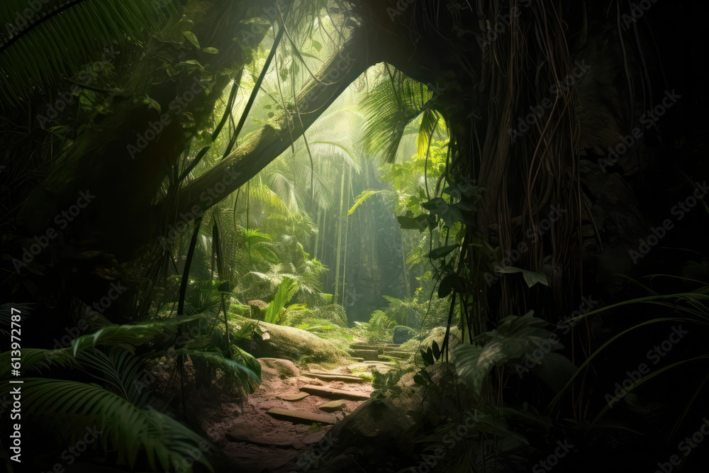 An alluring photograph of a hidden gem, a secluded waterfall tucked ...