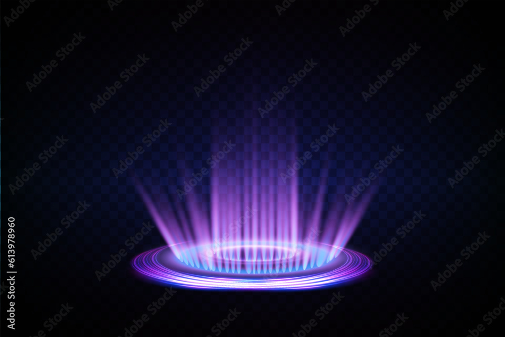 Magic fantasy portal. Round light frame, futuristic teleport. light ...