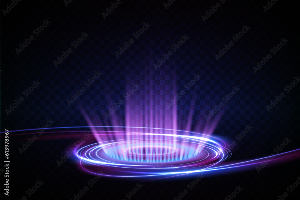 Magic fantasy portal. Round light frame, futuristic teleport. light ...